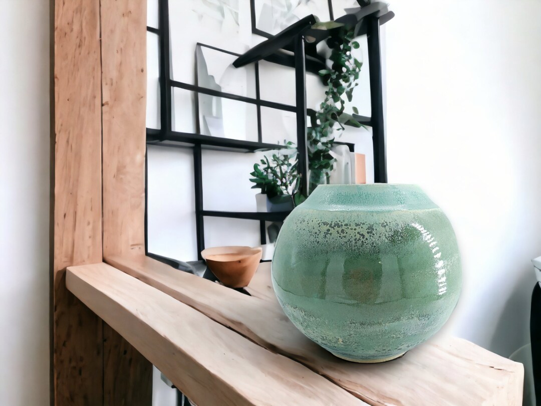 Hand-made Pottery Moon Jar Ceramic Round Vase in Mottled - Etsy