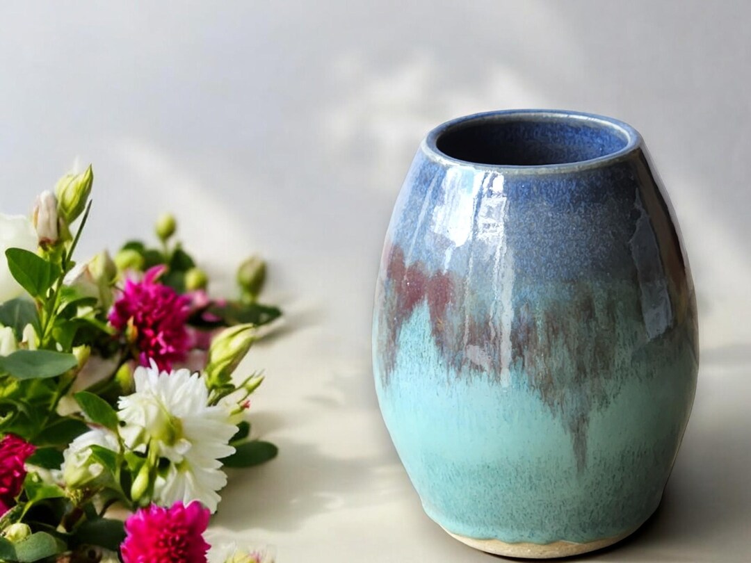 Hand Made Pottery Vase - Blue Green Ceramic Vase Perfect for a Unique ...