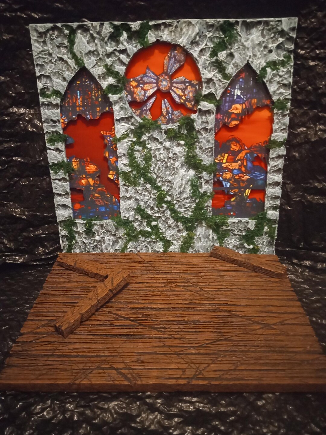 Action Figure Diorama - CHURCH Ruins + Withered Wood Floor Base Fits ...