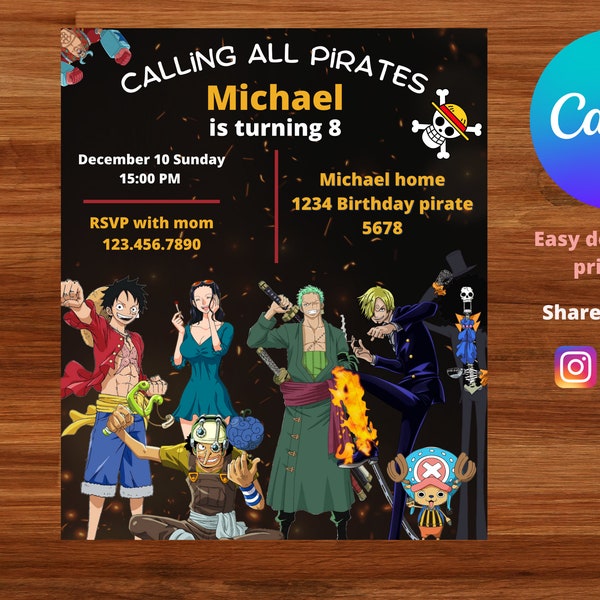 One Piece Birthday Party Invitation - Etsy