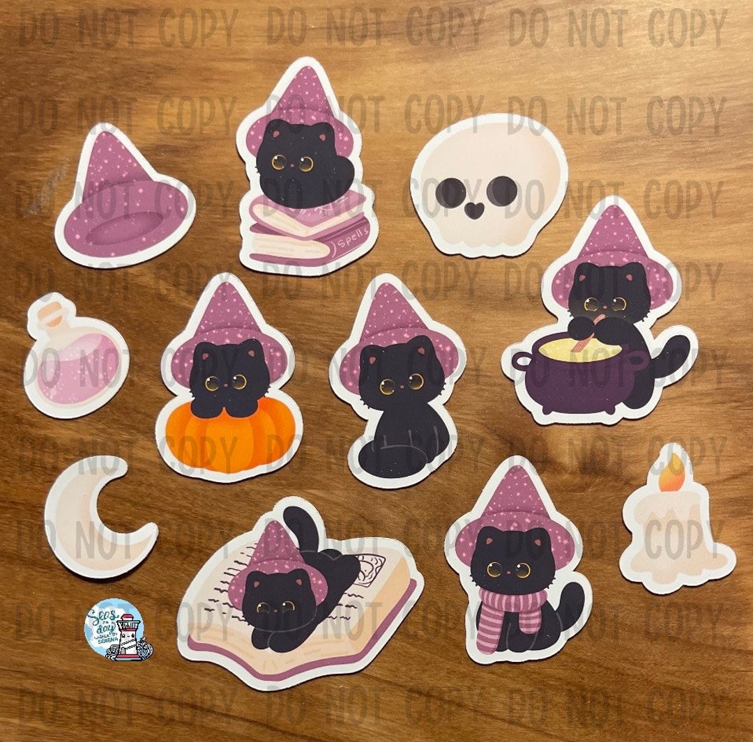 Black Cat, Halloween, Spooky, Sticker Flakes, Halloween Lover Gift ...