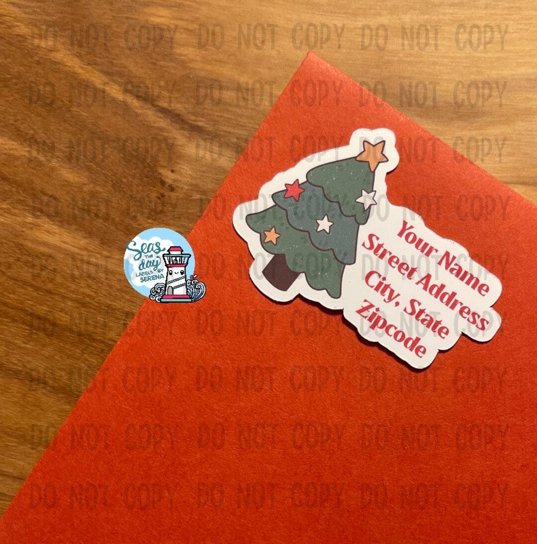 Christmas Tree Address Labels, Holiday Address Labels, Sticker Flakes ...