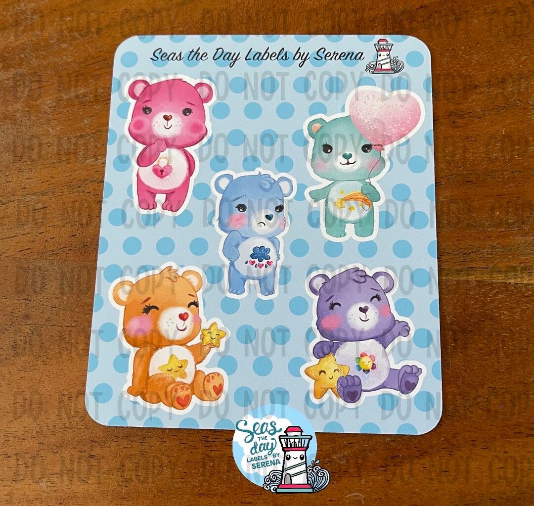 Caring Bear Sticker Sheet #1, Bear Stickers, Sticker Flakes, Penpal ...