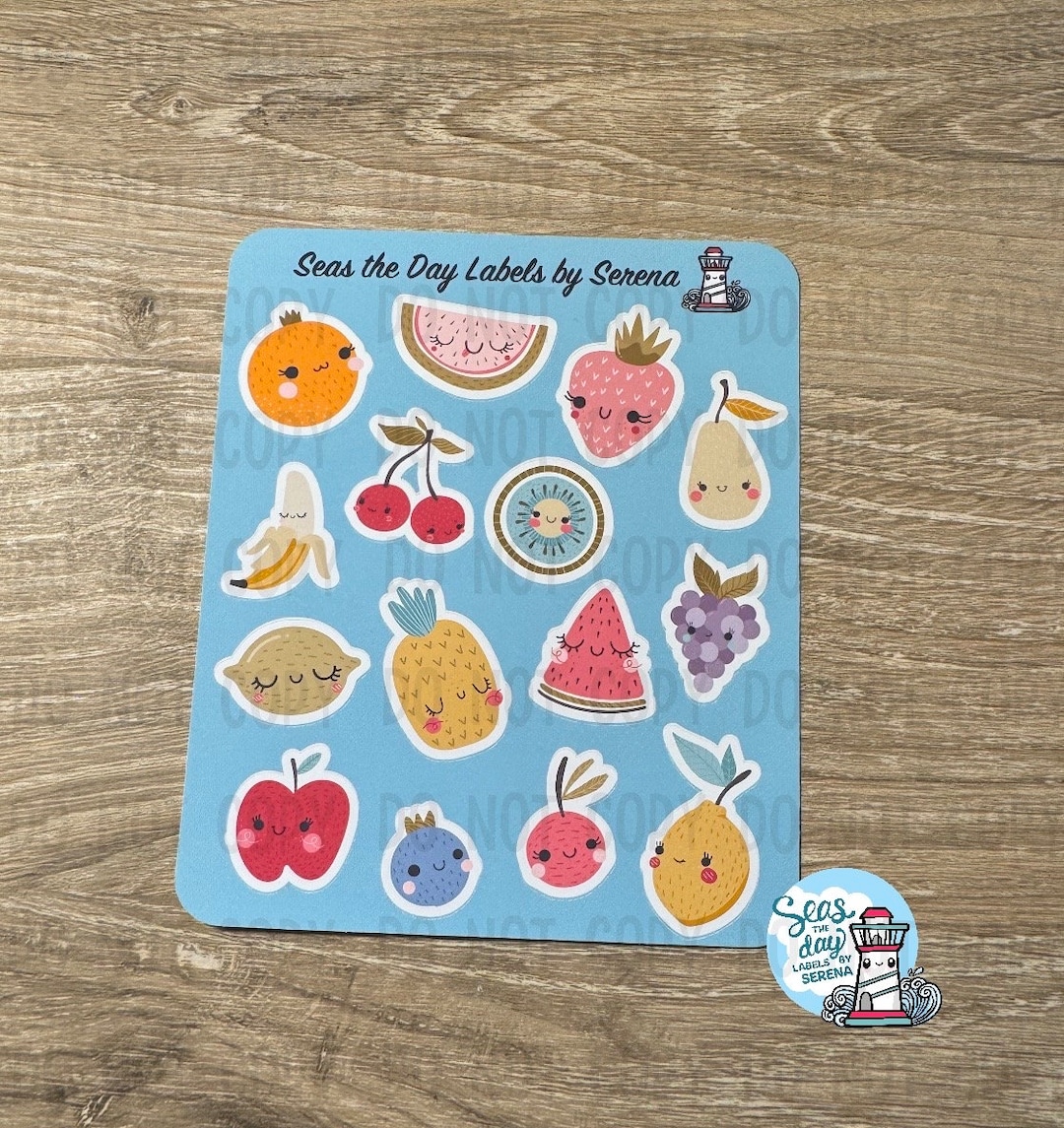 Fruit Stickers, Kawaii Fruit, Sticker Sheet, Fruit Sticker Sheet ...