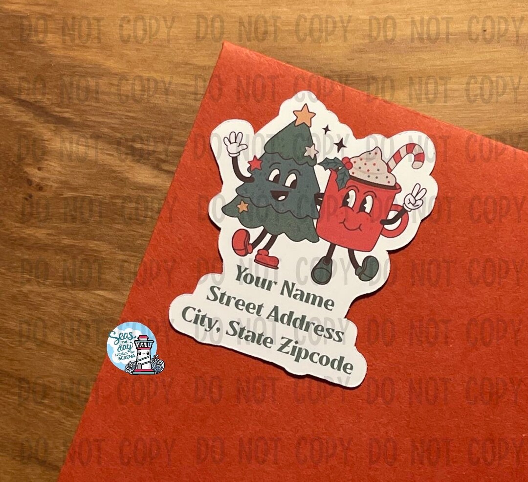 Feeling Jolly Address Labels, Tree and Hot Cocoa, Holiday Address ...