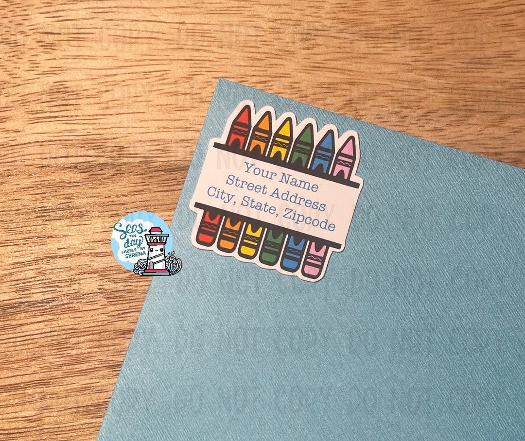 Crayon, Crayon Address Labels, School, Teacher Gift, Rainbow, Artist ...