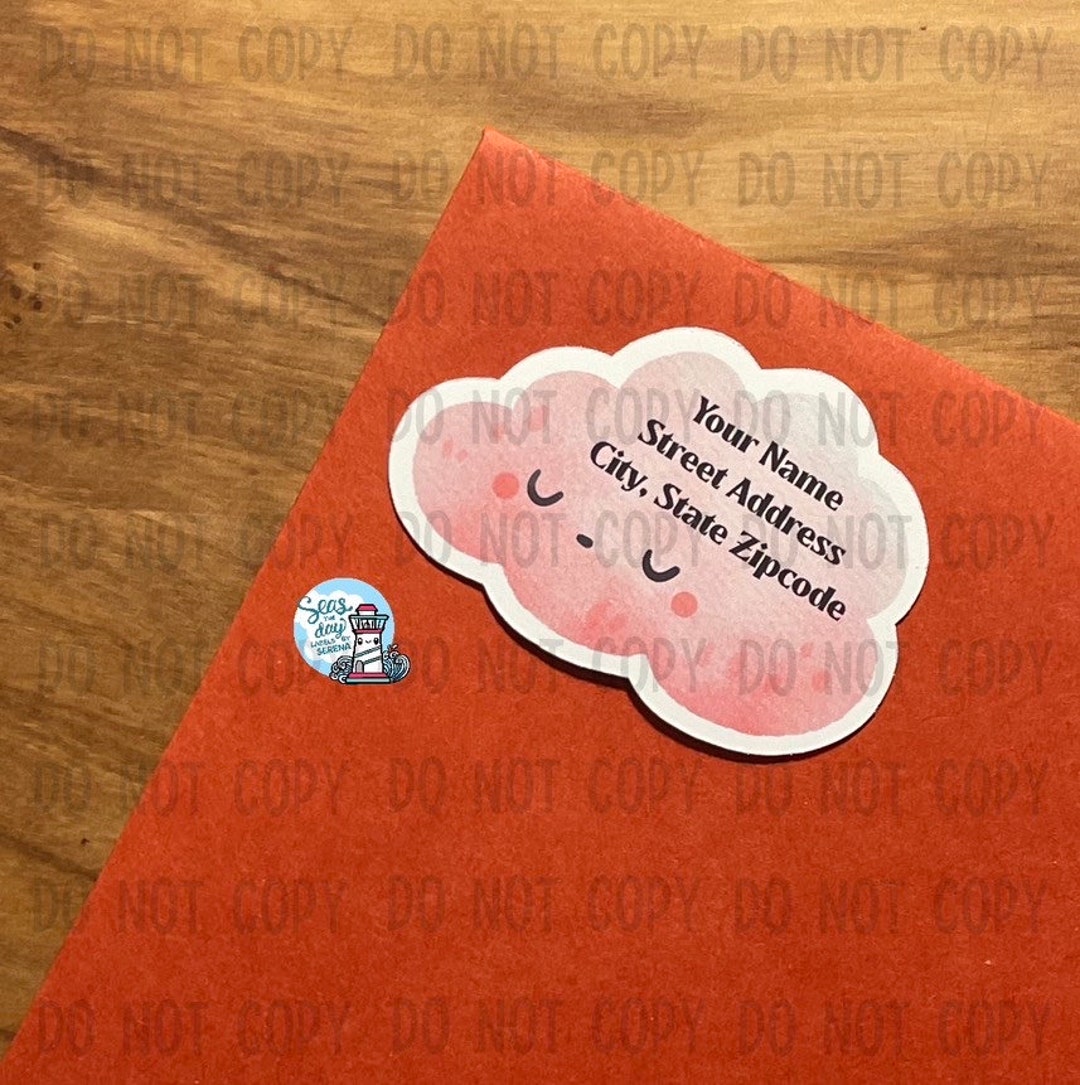 Sad Pink Cloud Labels, Pink Clouds, in the Sky, Kawaii Cloud, Sticker ...