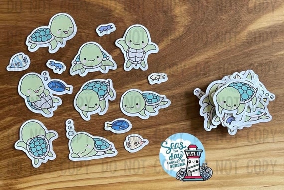 Kawaii Turtle Sticker Flakes - Etsy