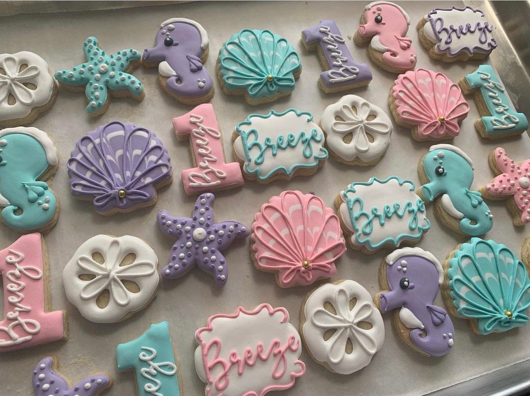 Mermaid Cookies, Mermaid Birthday, Seashell Cookies, Mermaid Tails ...