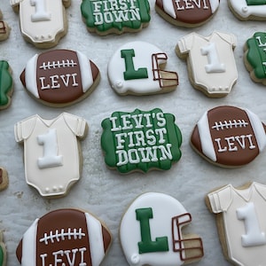 First Down Cookies, Football First Birthday Cookies, Touchdown Cookies ...