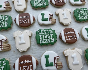 Football Themed Cookies/ First Down Birthday Cookies/ First Down ...