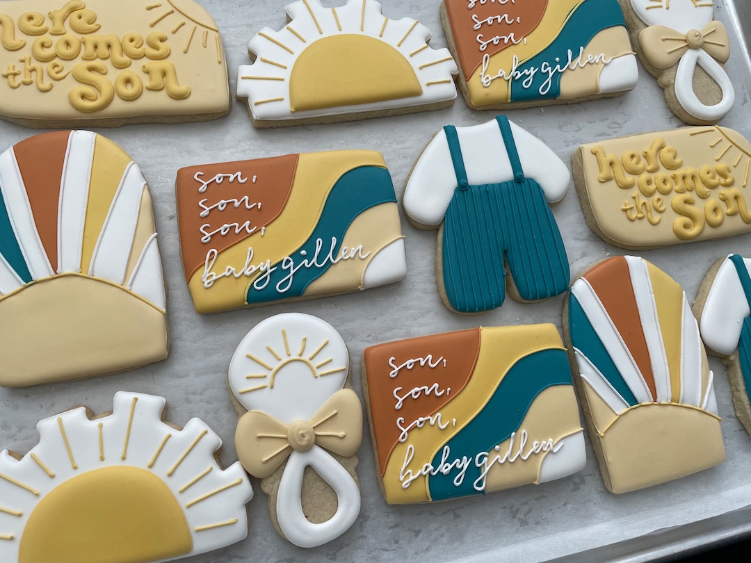 Here Comes the Sun Cookies, Here Comes the Son Cookies, Sunshine Themed Cookies, - Etsy