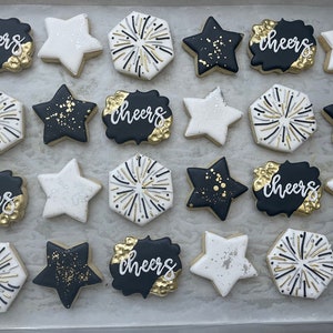 New Years Mini Cookies, Celebration Cookies, Firework Cookies - Etsy