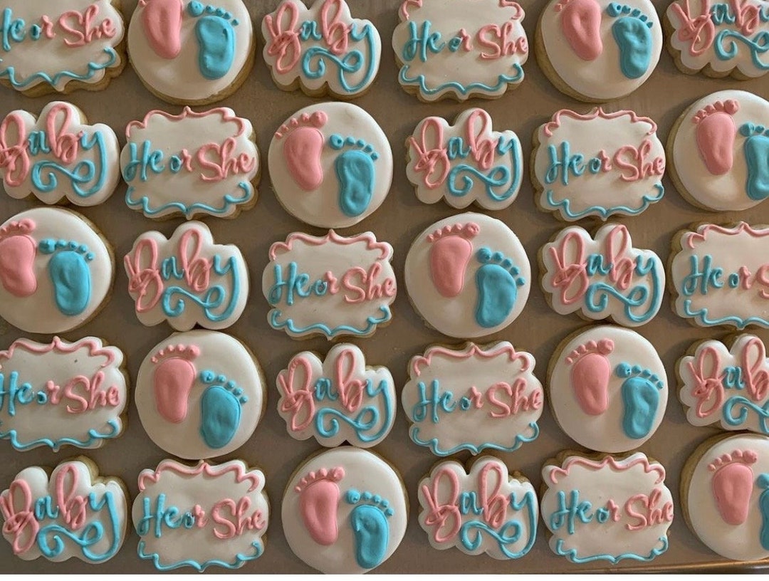 Gender Reveal Cookies, Gender Reveal Party, Gender Cookies, Baby Shower ...