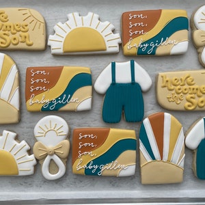 Here Comes the Sun Cookies, Here Comes the Son Cookies, Sunshine Themed ...