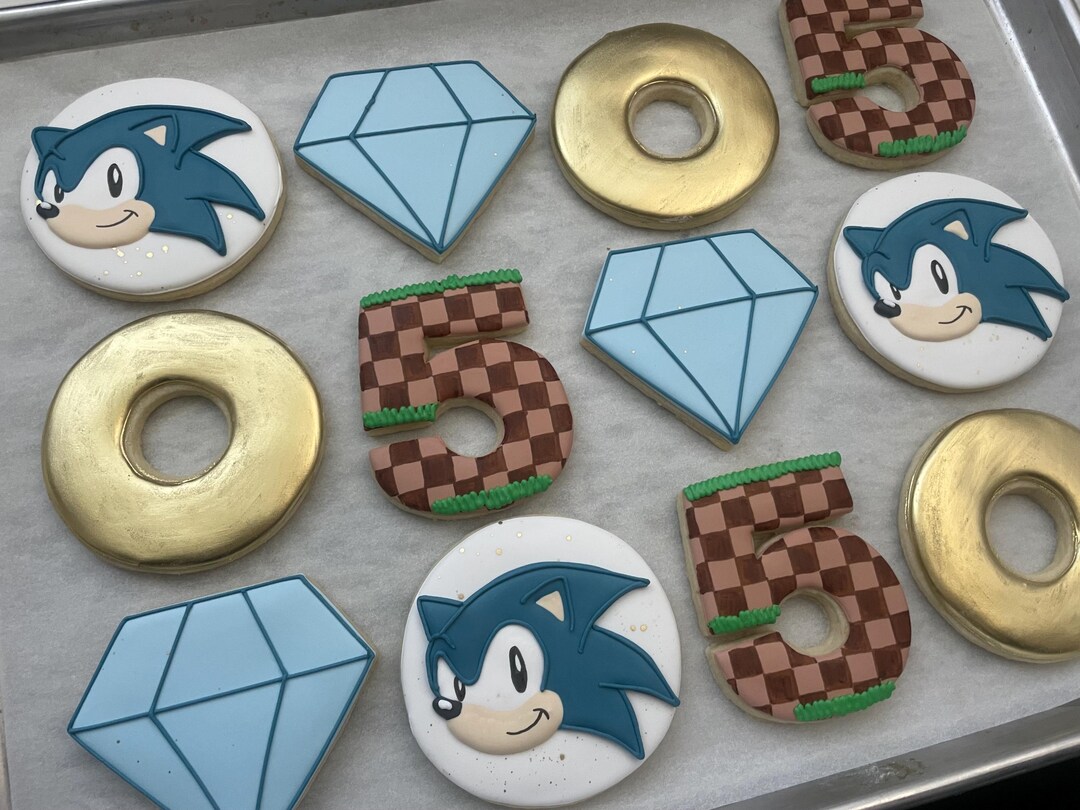 Sonic Cookies, Sonic the Hedgehog, Gold Ring Cookies - Etsy