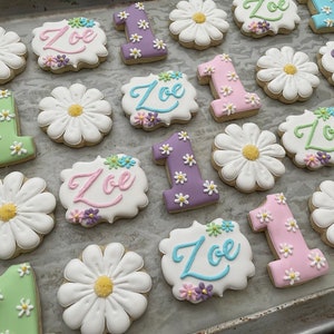 Groovy Birthday Cookies, Daisy Cookies, Groovy First Birthday, Boho ...
