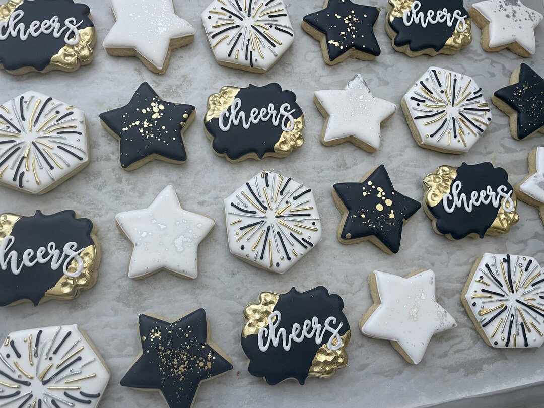 New Years Mini Cookies, Celebration Cookies, Firework Cookies - Etsy