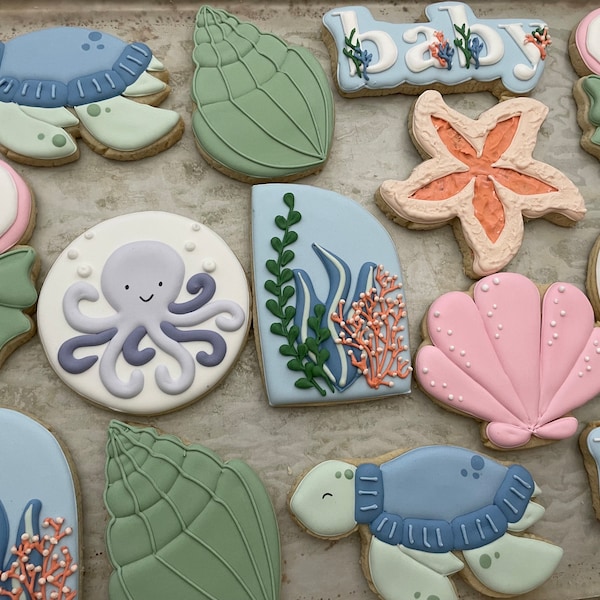 Custom Ocean Cookies Baby Shower - Etsy