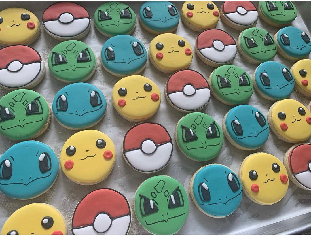 Pokemon Cookies, Pokeball Cookies, Pikachu Cookies, Bulbasaur Cookies ...