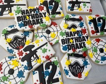 Paintball Party Inspired Cookie Favors Splatball Cookies - Etsy
