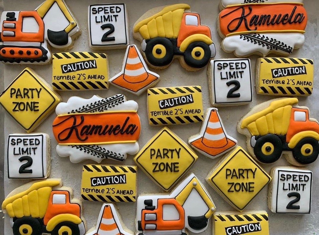 Construction Birthday Cookies, Construction Theme Cookies, Excavator ...