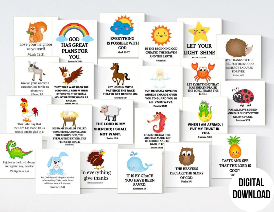 Scripture Cards, Bundle 23 Printables, Bible Verse Cards, for Kids ...