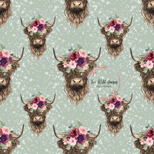 Highland Cow Seamless Pattern. Digital Download Only. Png File - Etsy