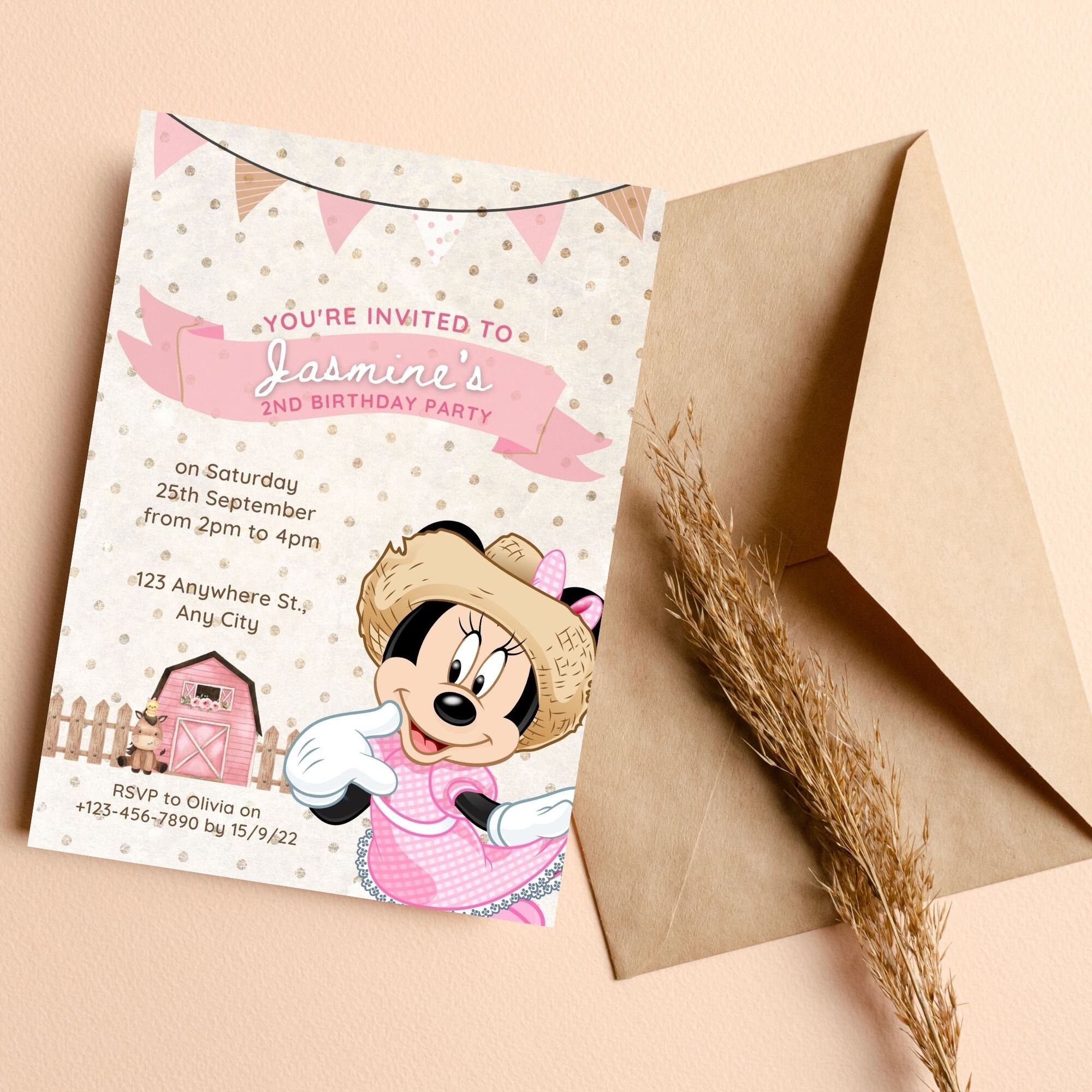 Minnie Mouse Farm Invites - Etsy