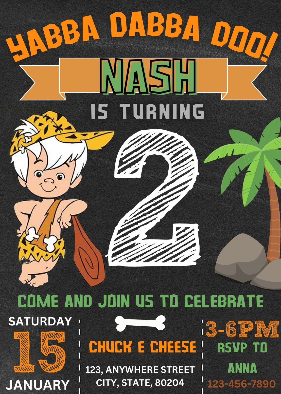 Flintstones Bam Bam Birthday Party Invitation Yabba Dabba Doo - Etsy Flintstones Bam Bam Birthday Party Invitation Yabba Dabba Doo - Etsy