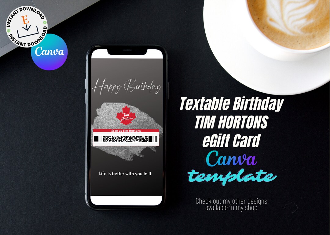 Birthday Card for Email Text or Social Media With Tim Hortons - Etsy