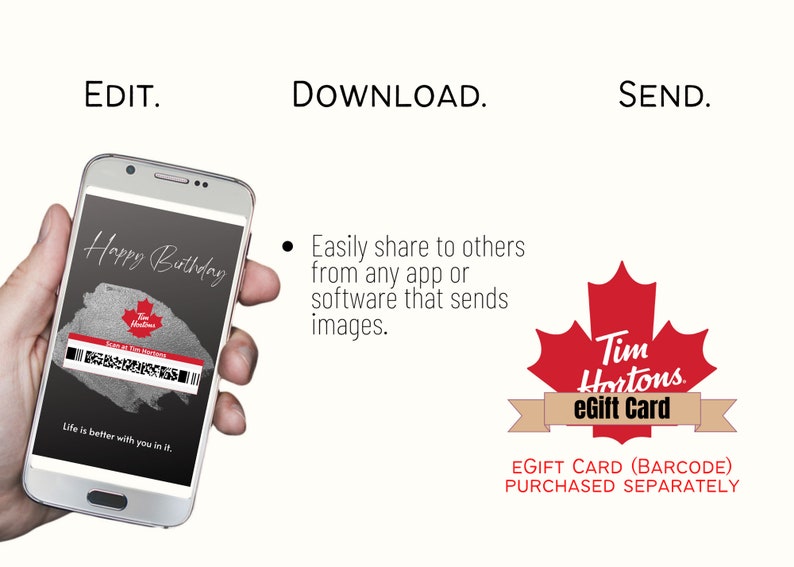 Birthday Card for Email Text or Social Media With Tim Hortons - Etsy