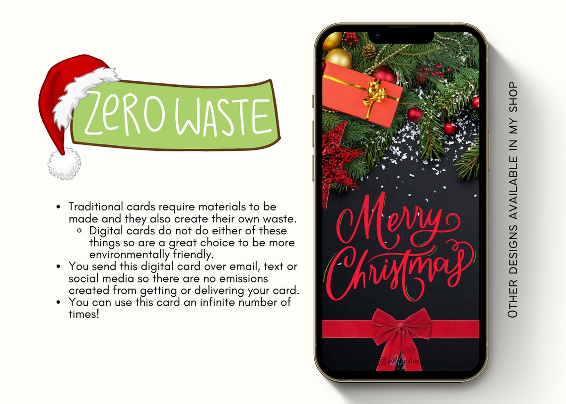 Electronic Christmas Card Merry Christmas Ecard on Black, Send via ...