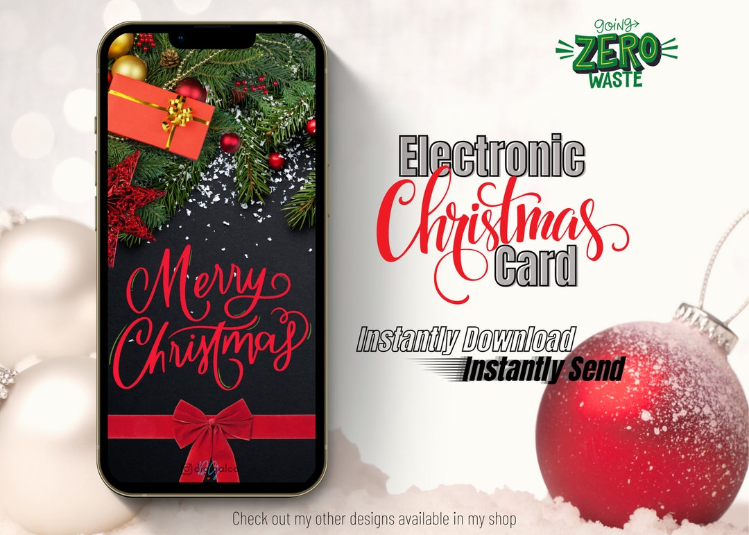 Electronic Christmas Card Merry Christmas Ecard on Black, Send via ...