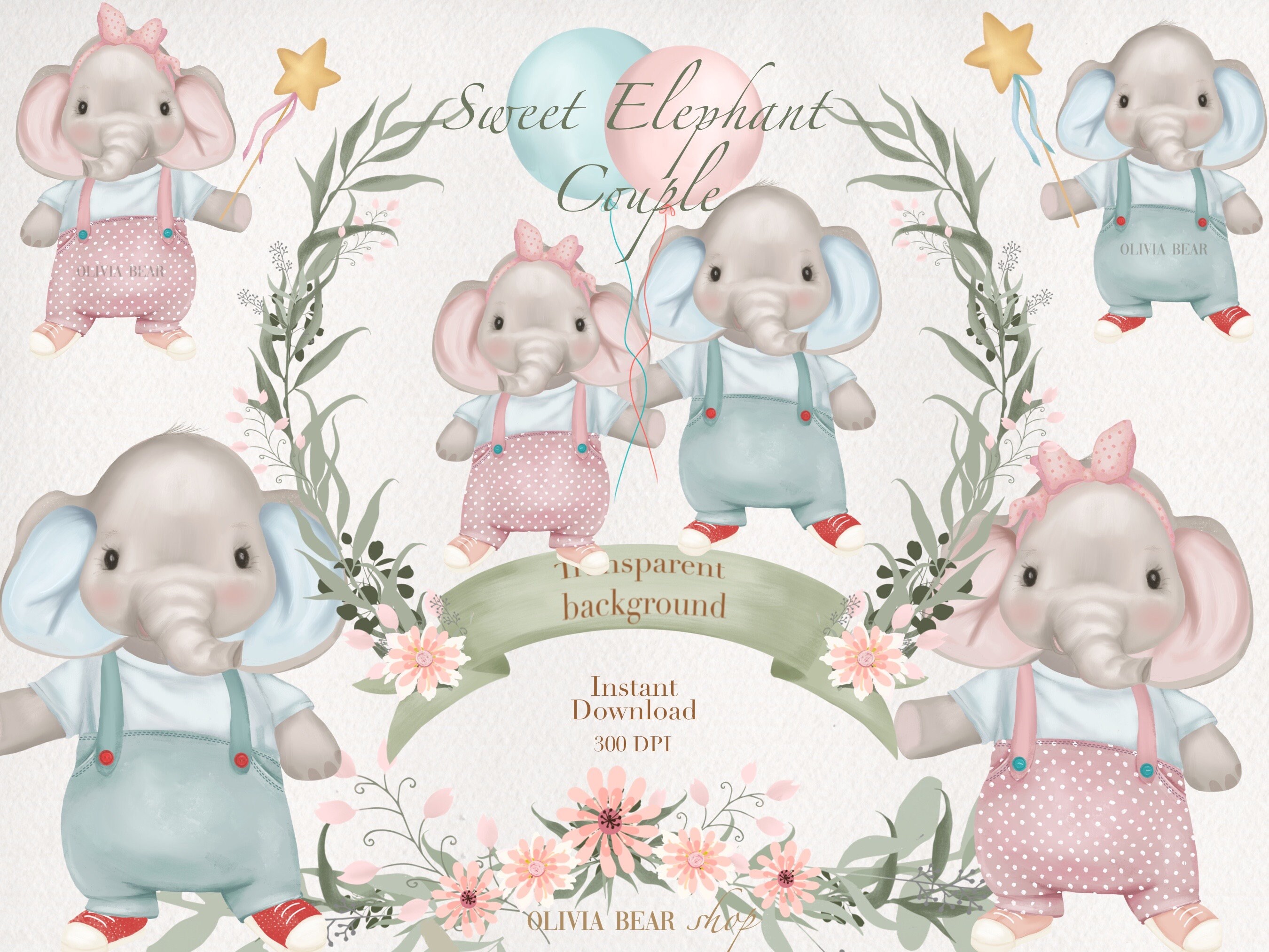 Elephant Watercolor Elephant Clip Art Commercial Useinstant - Etsy