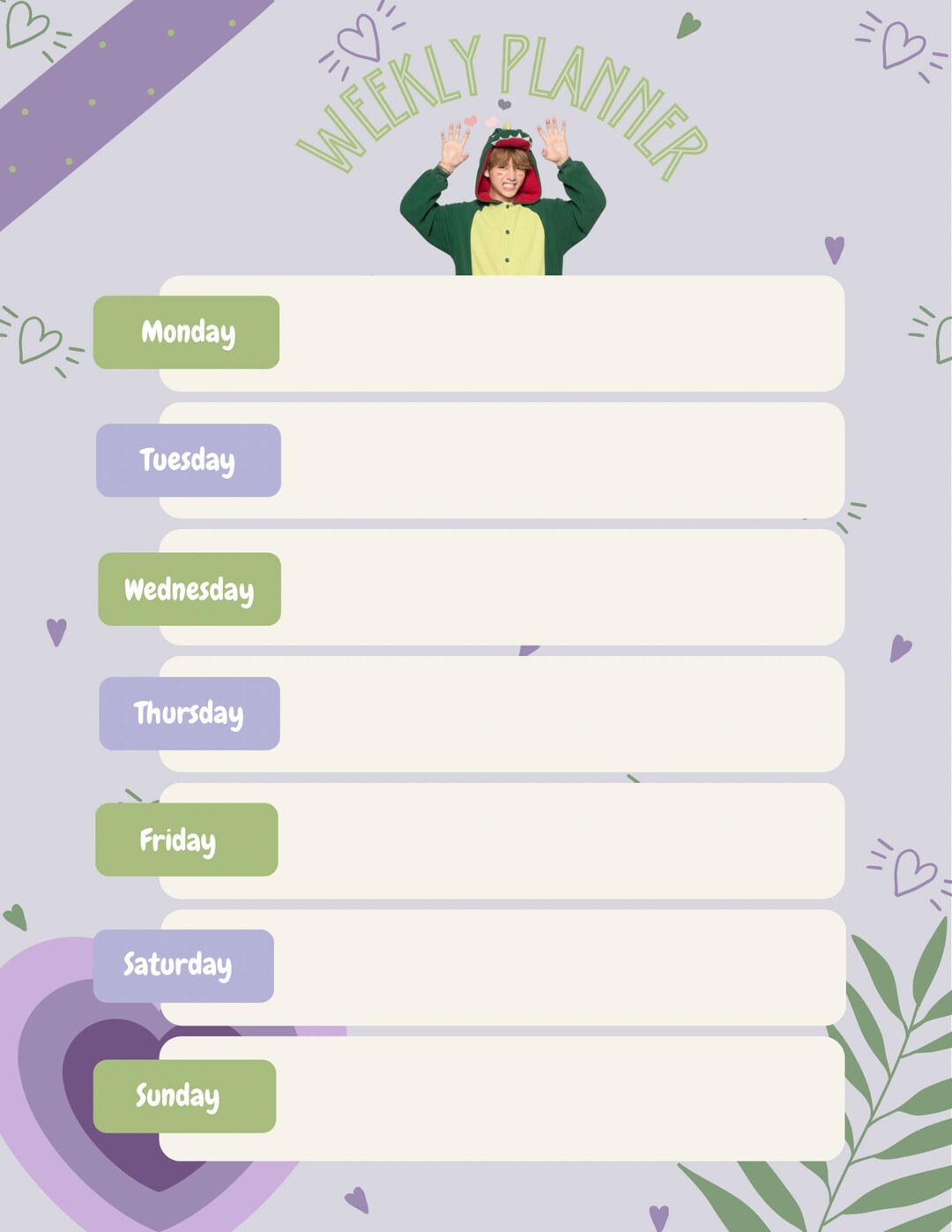 BTS V Kim Taehyung Weekly Planner - Etsy