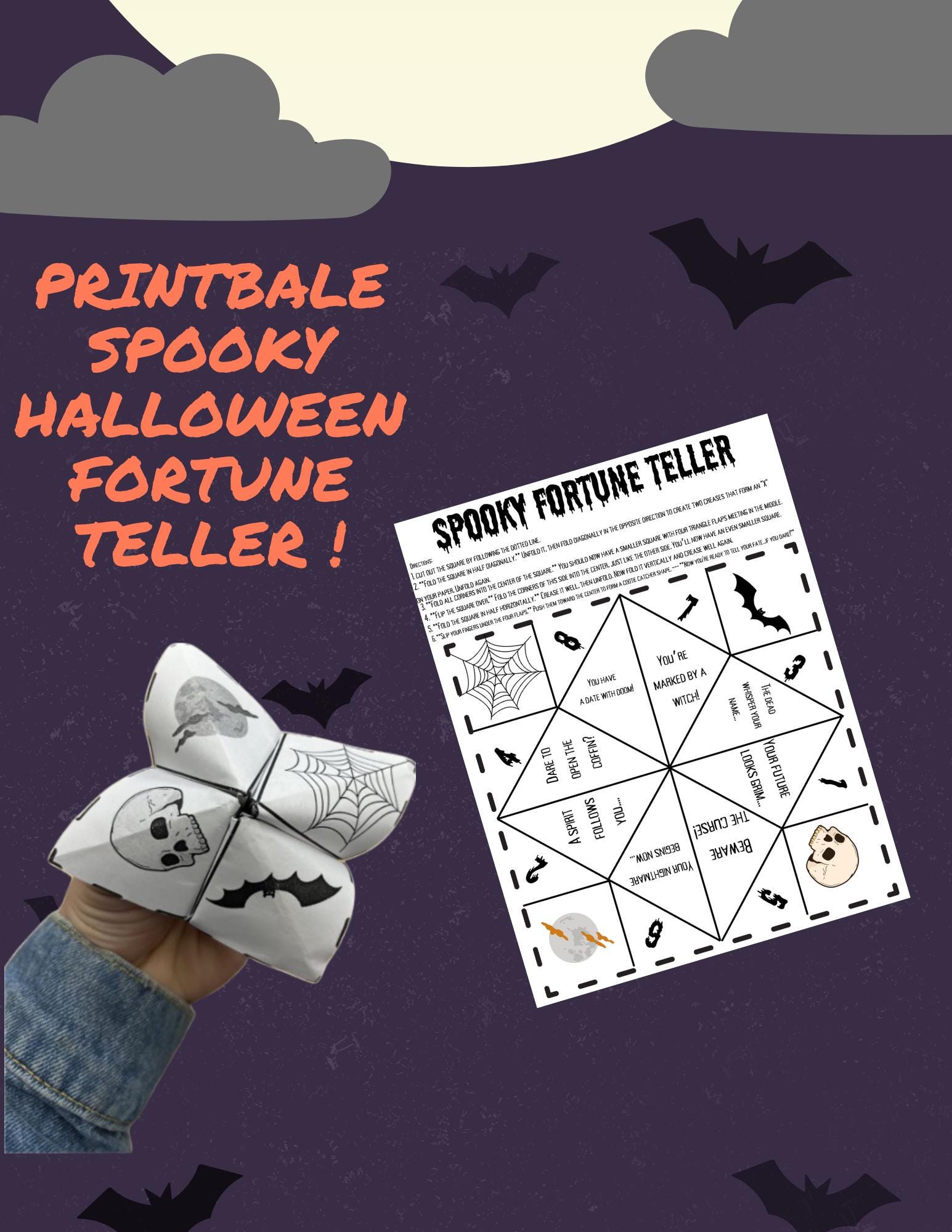 Spooky Halloween Printable Fortune Teller Cootie Catcher for Kids ...