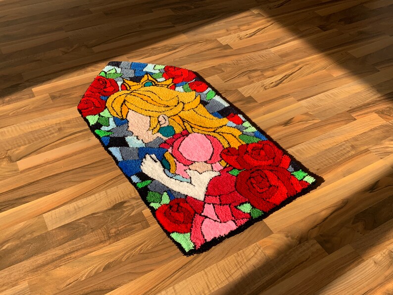 Princess Peach Stained Glass Rug Handmade Rug - Etsy