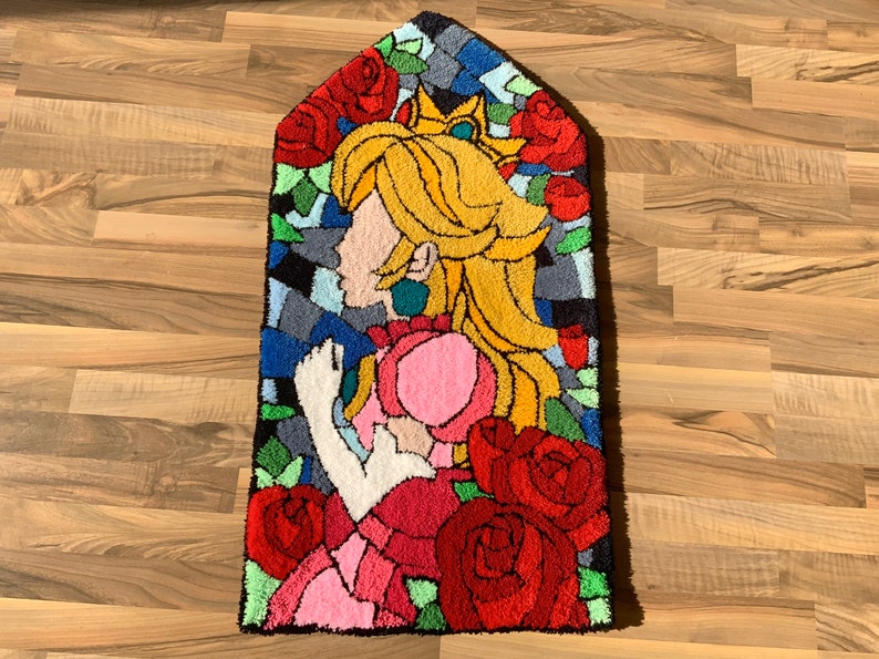 Princess Peach Stained Glass Rug Handmade Rug - Etsy