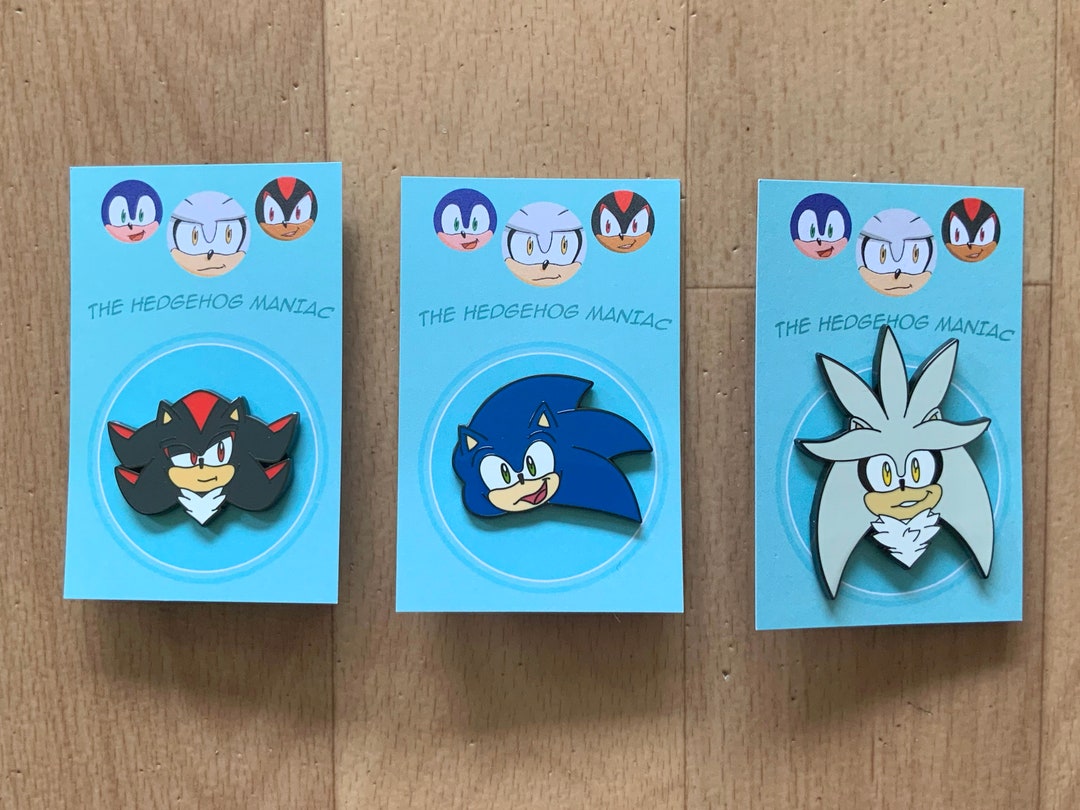Sonic, Shadow and Silver Anemal Pins - Metal Pin Badges From the Sega ...