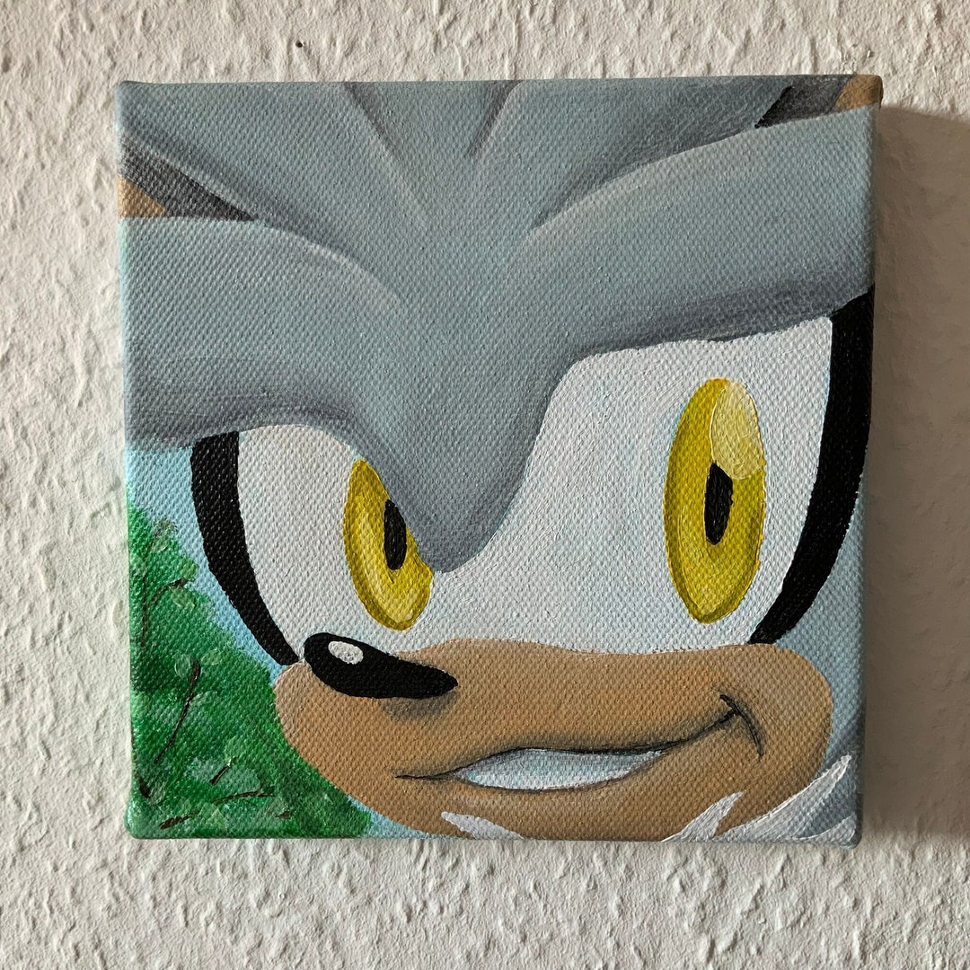 Silver the Hedgehog Real Canvas Painting 15x15 Cm Acrylic on - Etsy