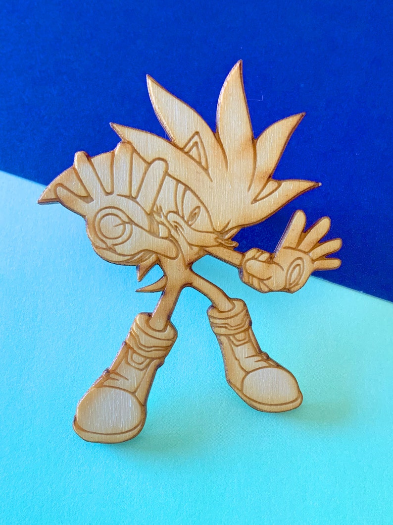 Sonic, Shadow, Silver, Tails and Knuckles Wooden Pin Badges Made Out of ...