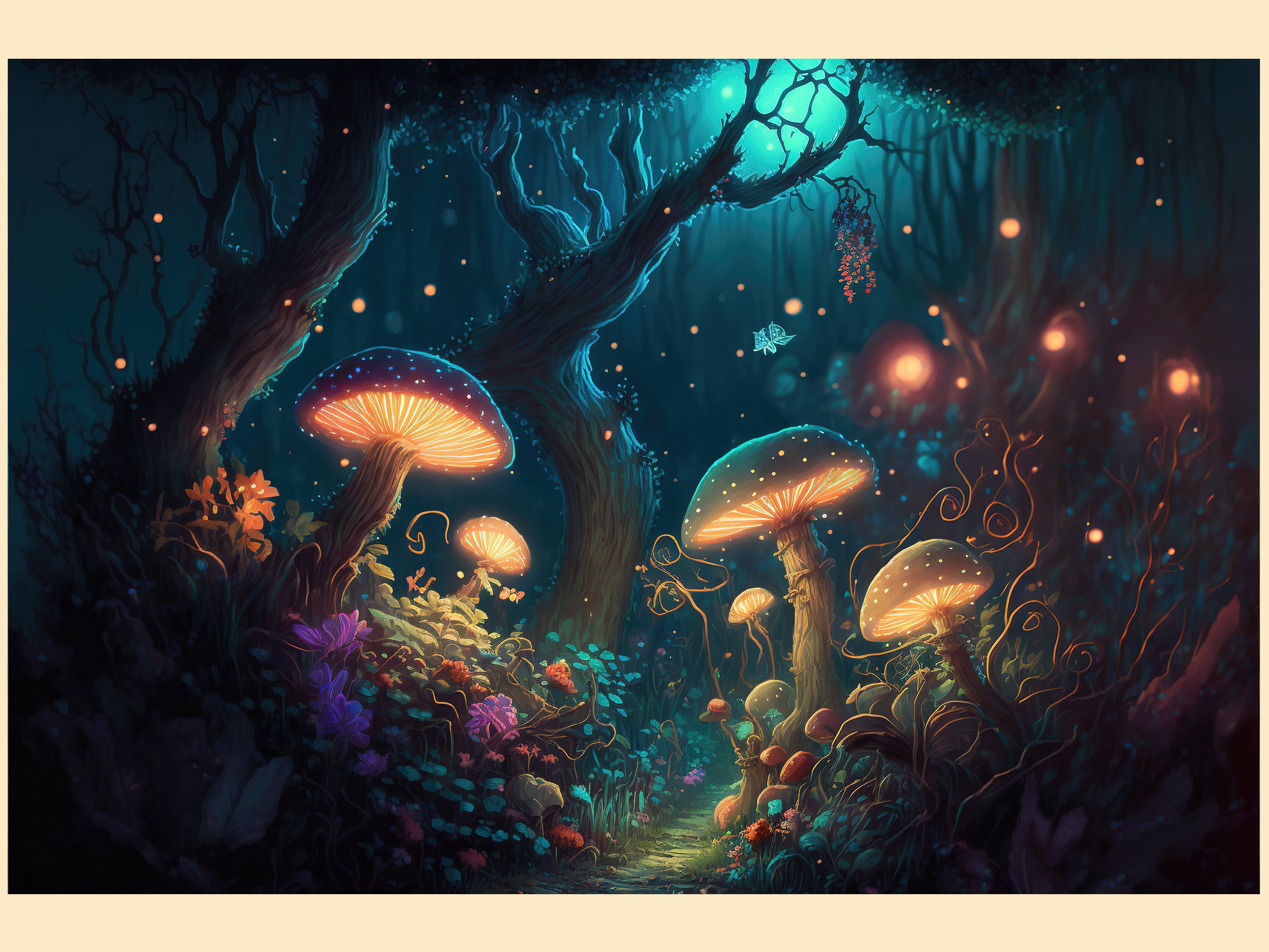 Postercomputer Generated Fantasy Mushroom Forest - Etsy