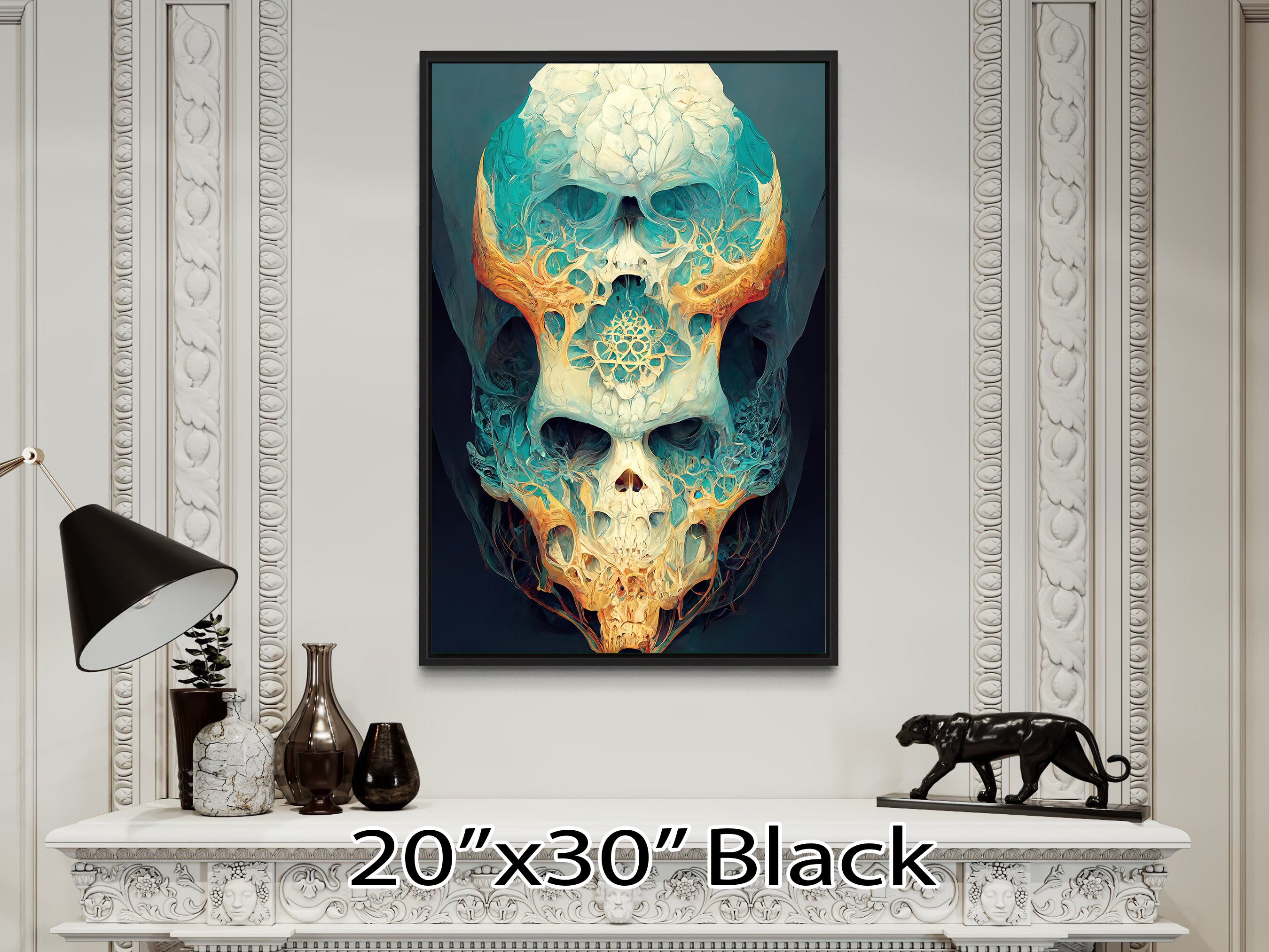 Stylized Skull Art Poster Unique Wall Decor Gothic Home Design - Etsy