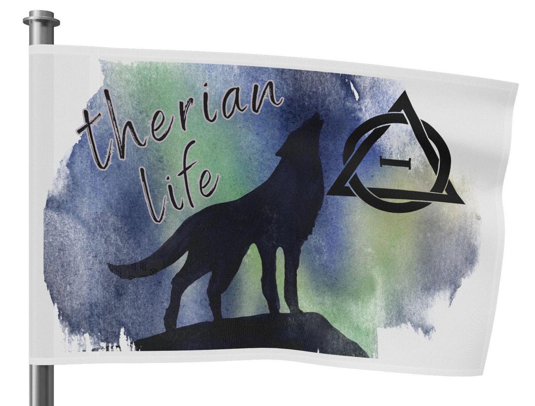Therian Pride Flag - Therian Wolf Symbol Banner, Animal Kin Flag ...