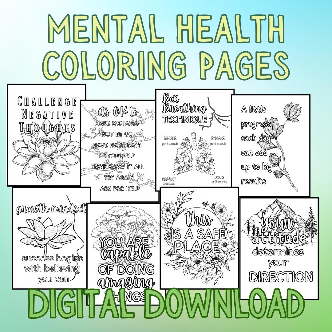 17 Printable Anxiety Relief Coloring Pages – Mental Health Art for ...