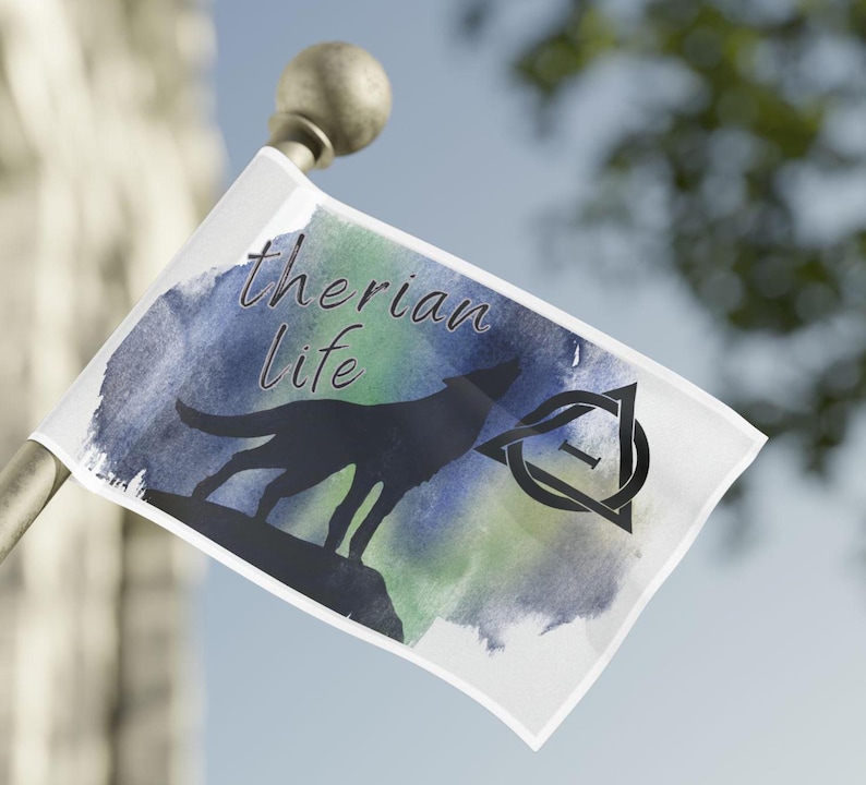 Therian Pride Flag: Wolf Symbol Banner, Animal Kin Decor - Etsy