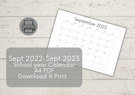 School Year Calendar September 2022 September 2023 Yearly - Etsy