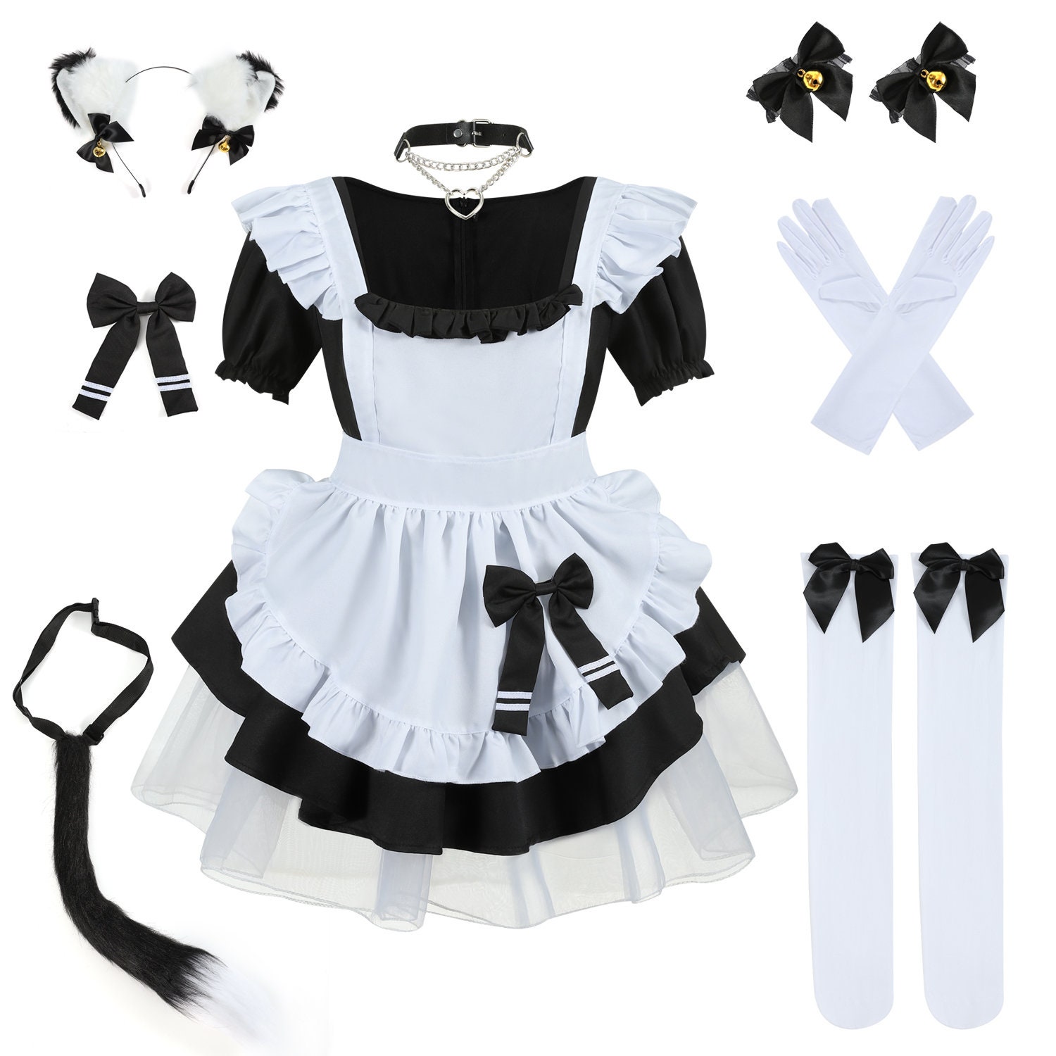 Deliby Anime Dress French Maid Cosplay Furry Fox Ear Bow-knot - Etsy