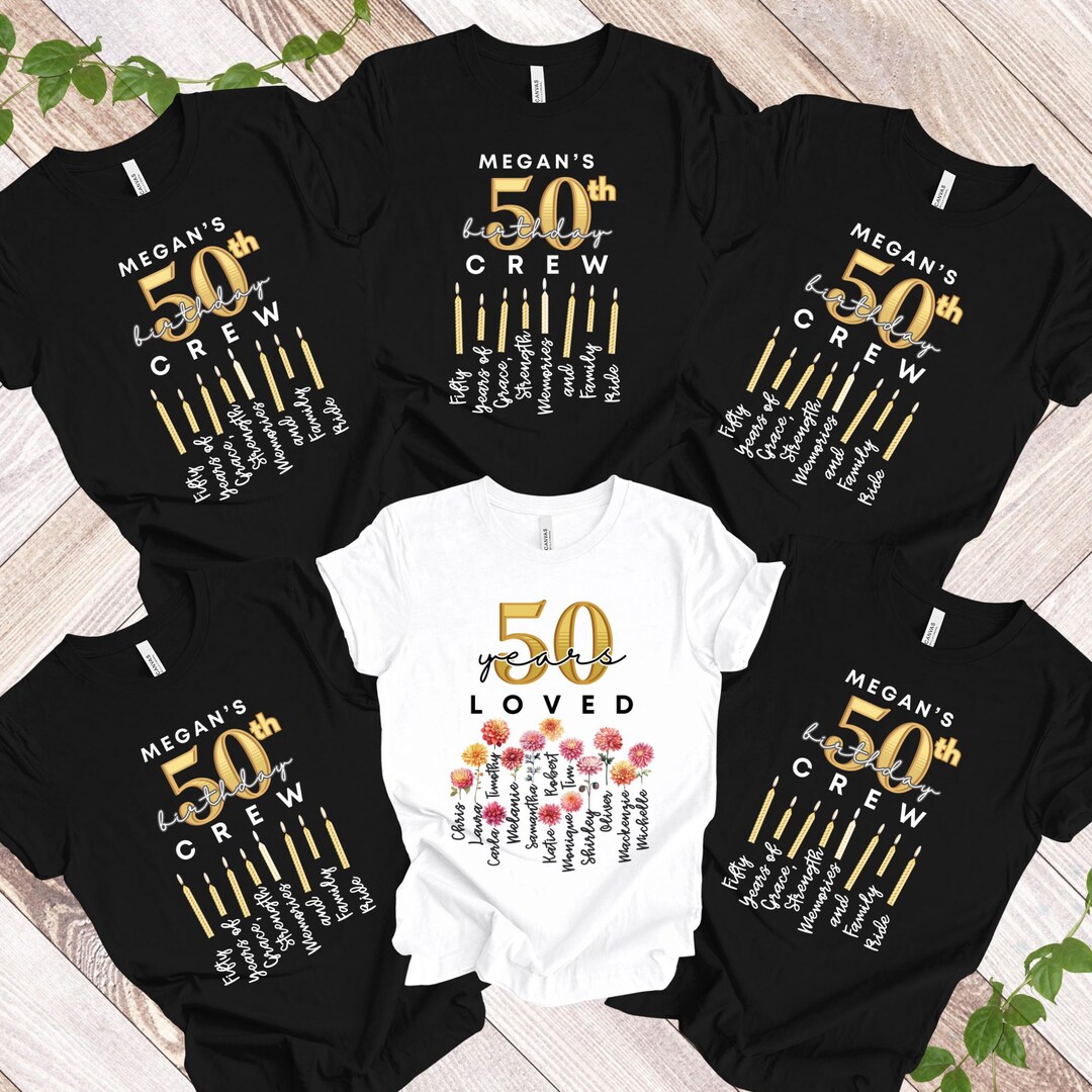 50th Birthday Shirt, 50th Custom Flower Tee Shirts, Custom Birthday ...